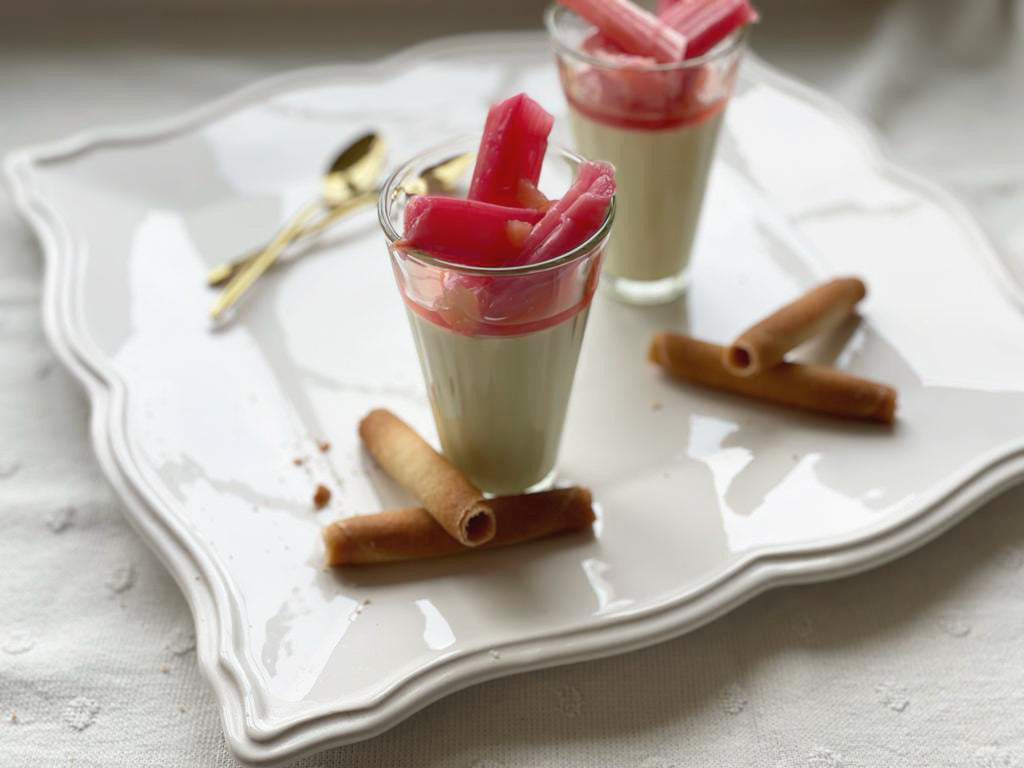 Cole & Mason | Lemon Possets with Roasted Rhubarb and Ginger